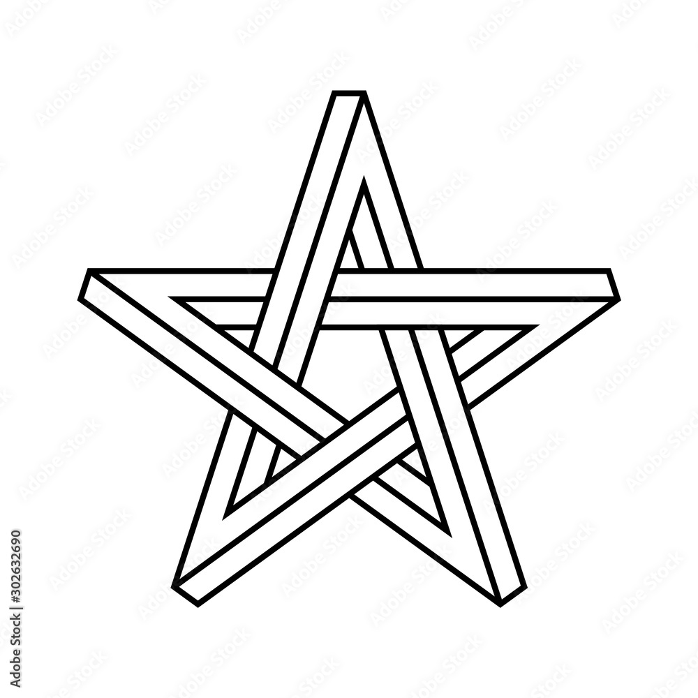 Impossible star outline. Impossible shape pentagram on white background ...