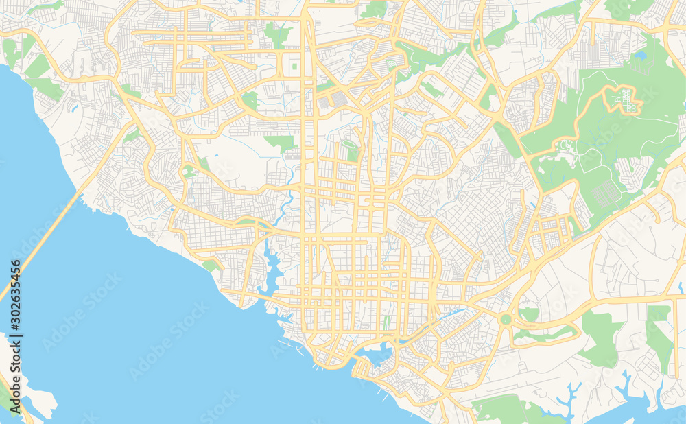 Printable street map of Manaus, Brazil Stock Vector | Adobe Stock