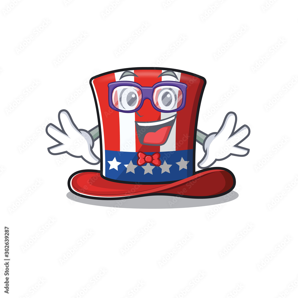 Cartoon uncle Sam hat with a character geek Stock Vector | Adobe Stock