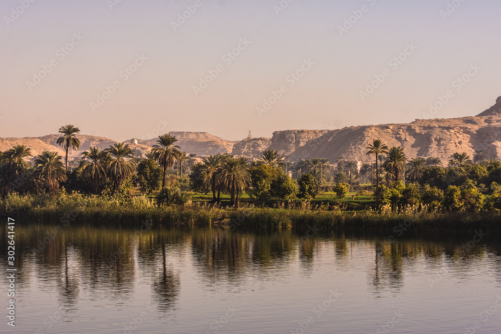 Landscapes along nile river between luxor and aswan in egypt. beautiful ...