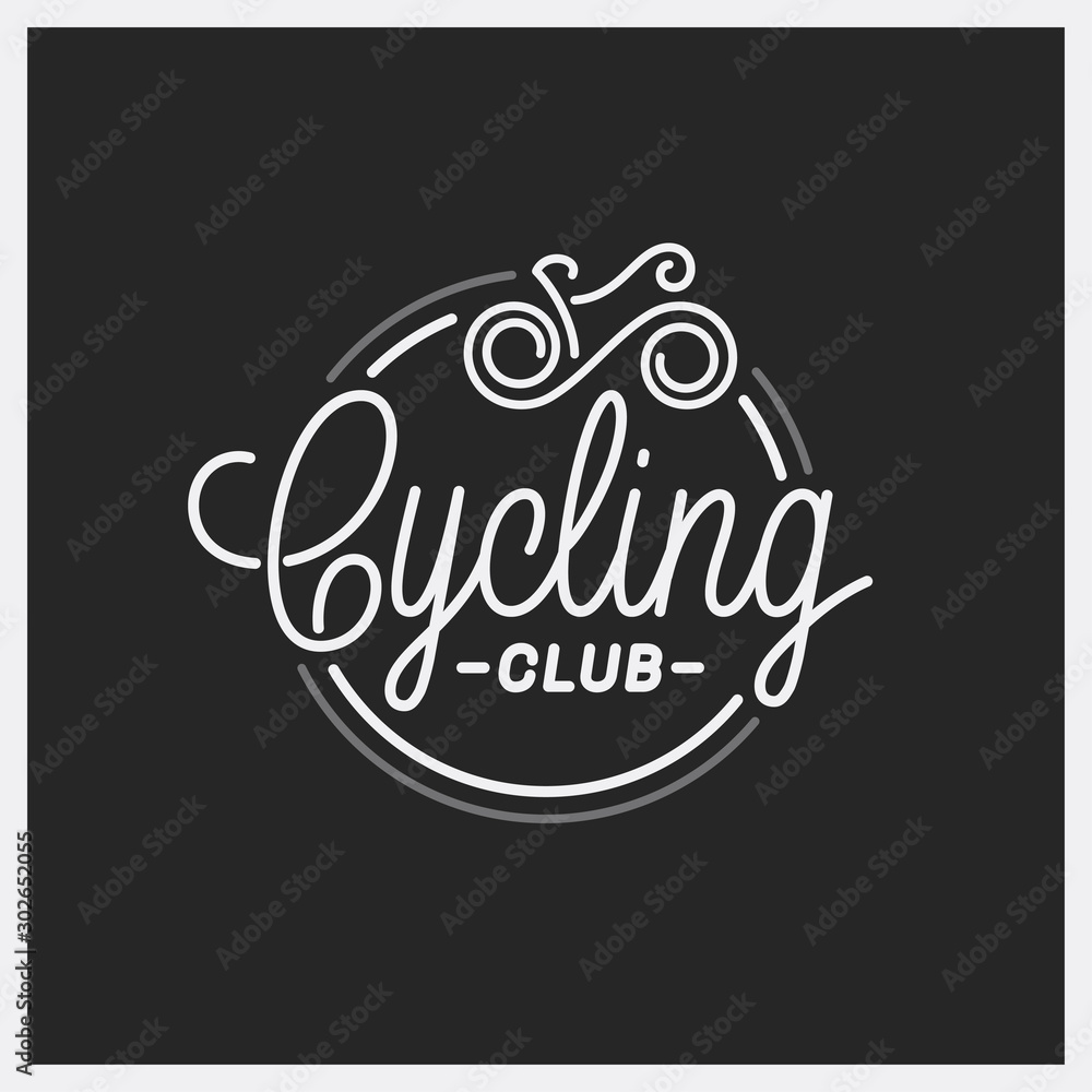 Cycling club logo. Round linear logo of bicycle Stock Vector | Adobe Stock