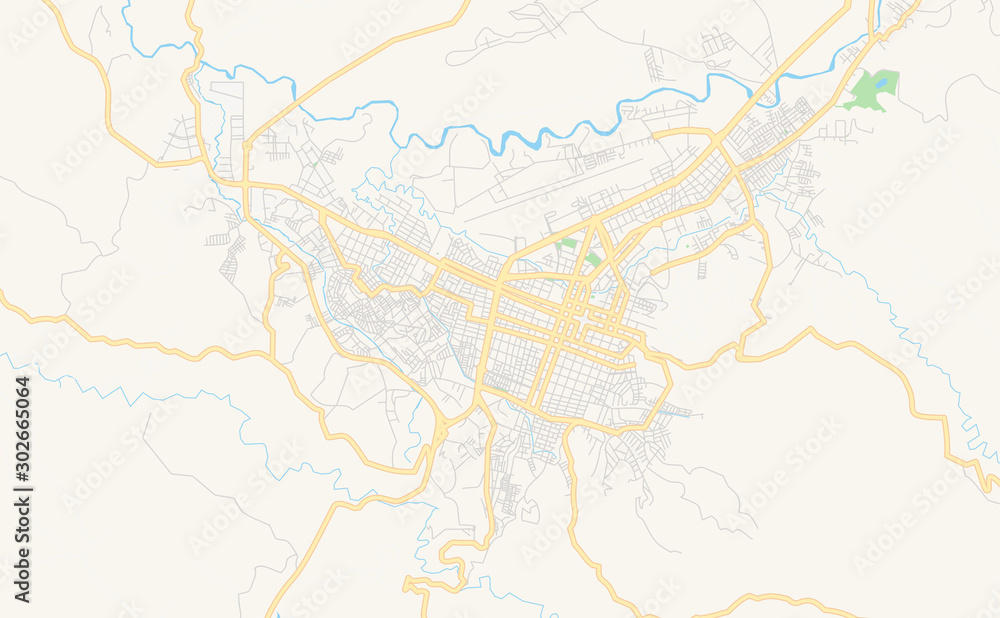 Printable street map of Popayan, Colombia Stock Vector | Adobe Stock