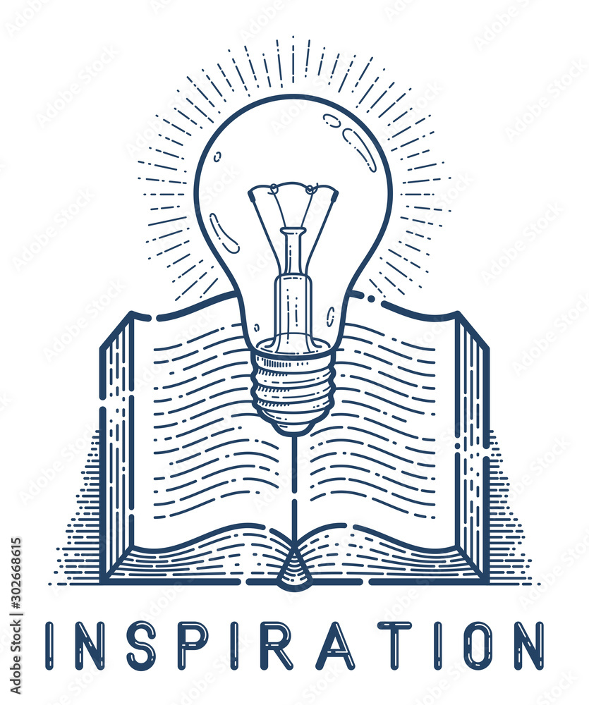 Open book with idea light bulb vector linear icon, education and ...