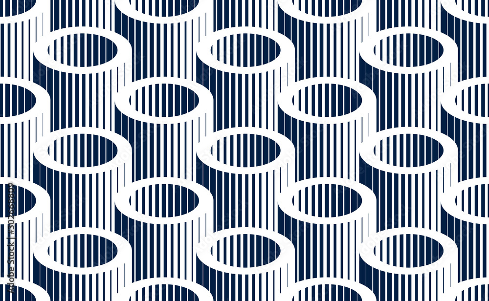 Tubes op art seamless vector background, repeat tiling optical illusion ...