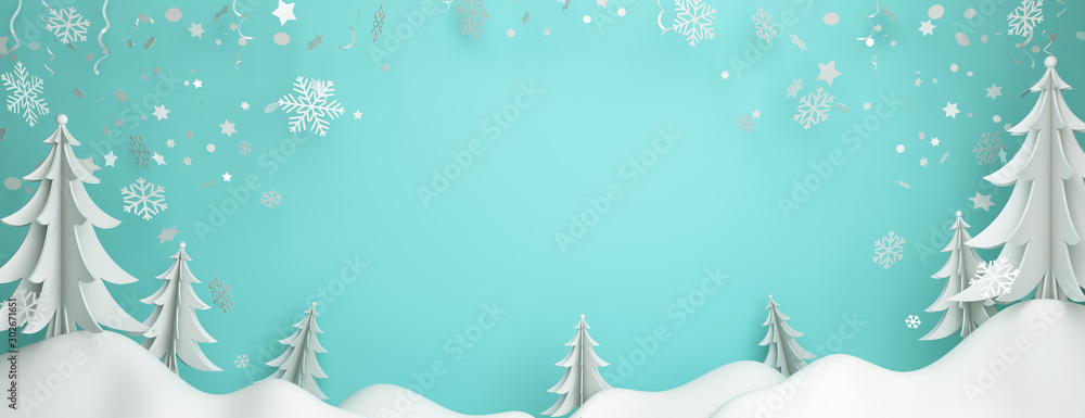 Winter abstract background design creative concept, snow icon, pine ...