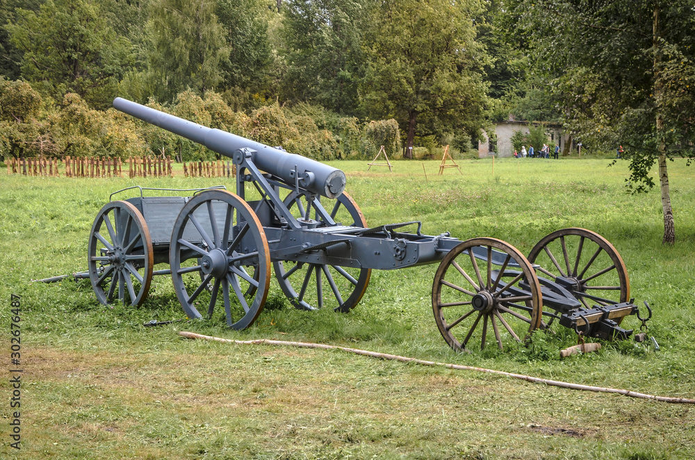 Old cannon in the historic Prussian fortress Boyen, Gizycko, Masuria ...