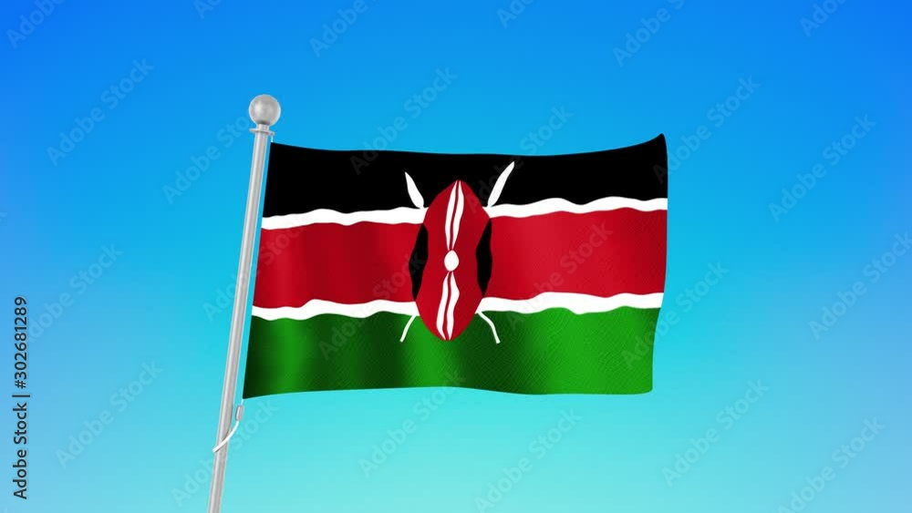 Kenya, Flag Of Kenya - national flag flying in the wind on a flagpole ...