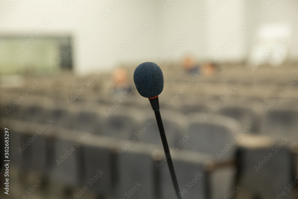 Wired microphone close up with copy space . Close up of microphone in ...
