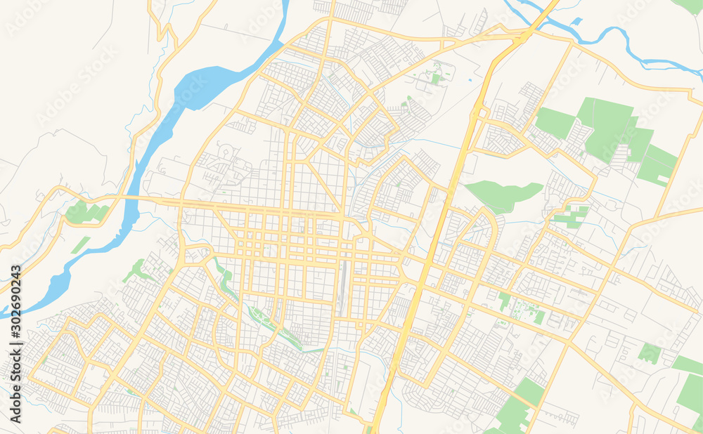 Printable street map of Talca, Chile vector de Stock | Adobe Stock