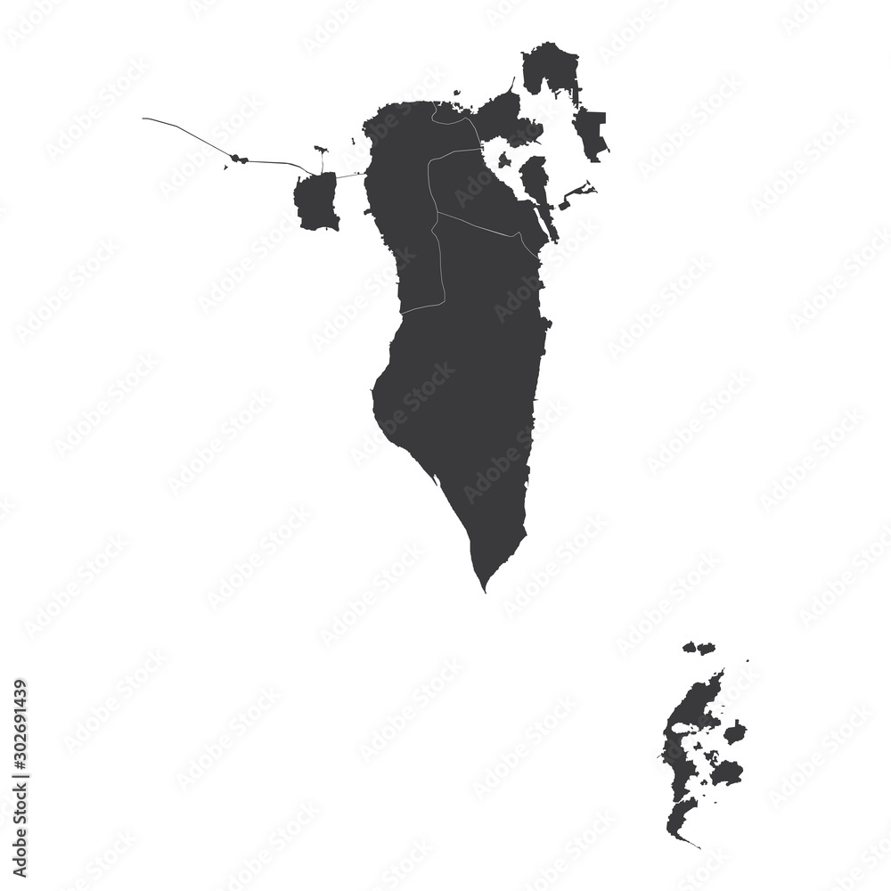 Bahrain map on white background vector, Bahrain Map Outline Shape Black ...