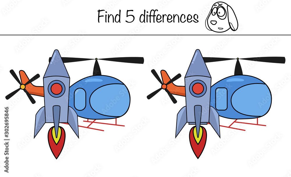 Puzzle game for children. Find 5 differences. Preschool printable ...