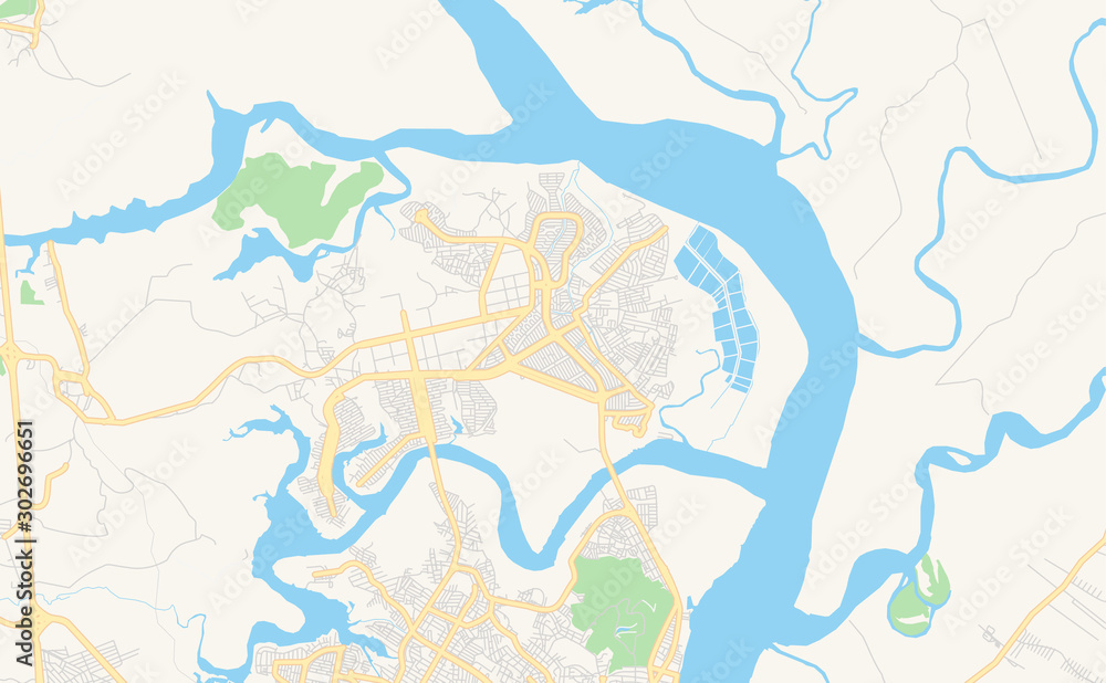 Printable street map of Nossa Senhora do Socorro, Brazil Stock Vector ...