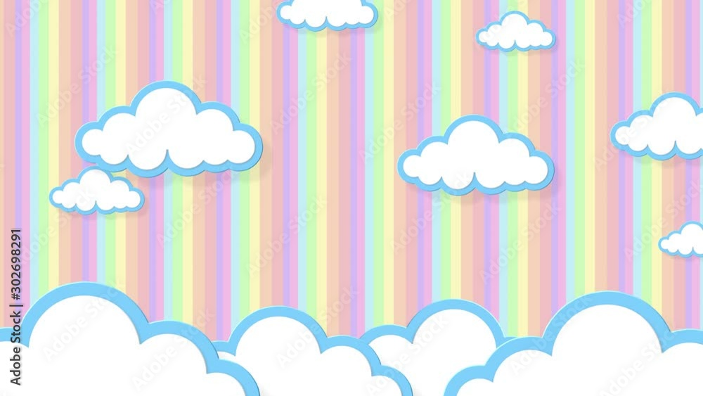 Blue sky full of clouds moving right to left. Cartoon sky animated ...