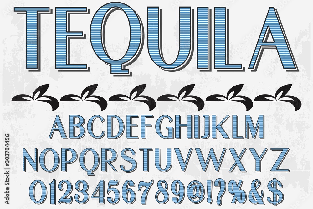 Typeface alphabet Font Script handcrafted handwritten vector tequila ...