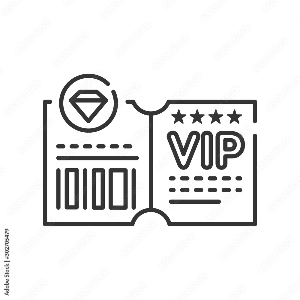 VIP ticket line black icon. Customer privilege web exclusive badge ...