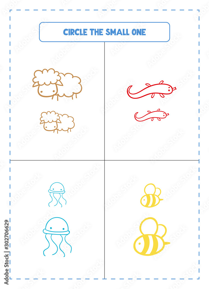 Circle the Small One Game. Educational exercises for kids. Worksheets ...