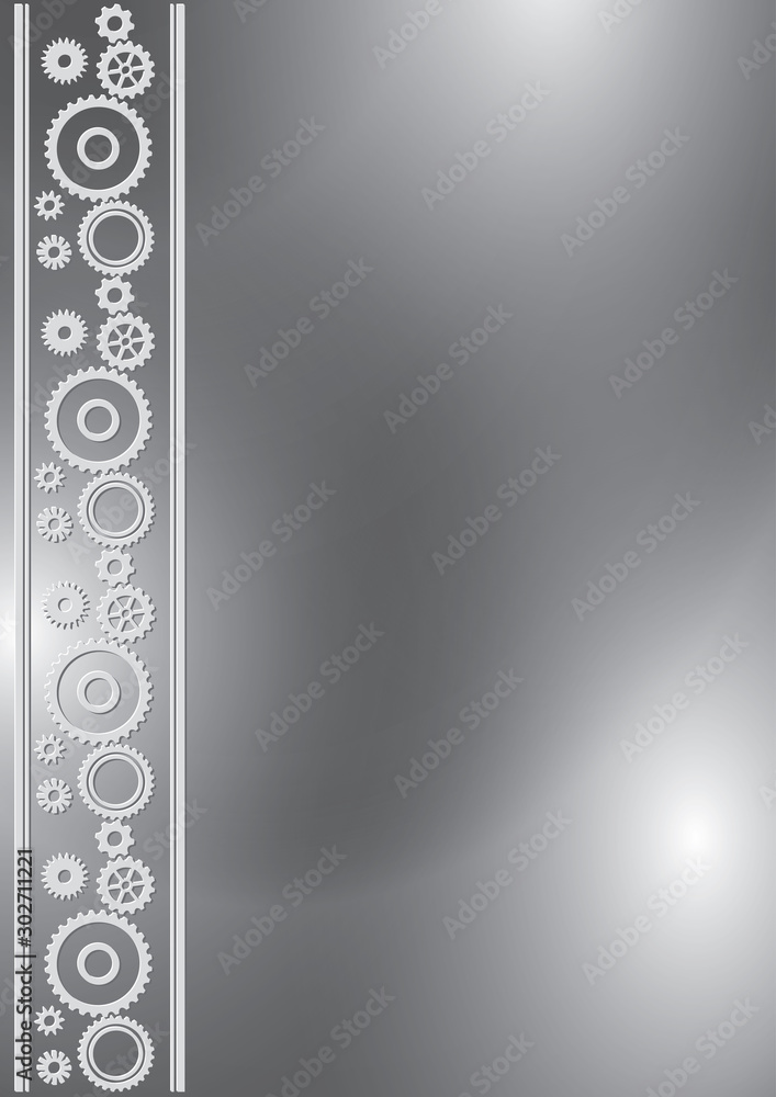 gray a4 background with cogwheels in ornamental border - vector ...
