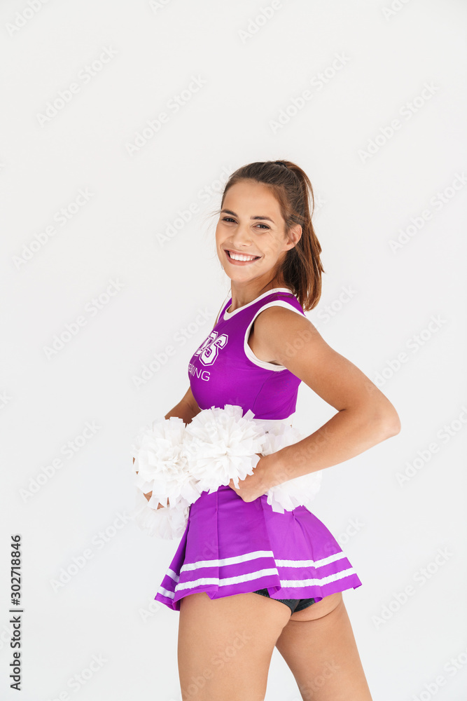 Happy optimistic cheerleader woman isolated Stock Photo | Adobe Stock