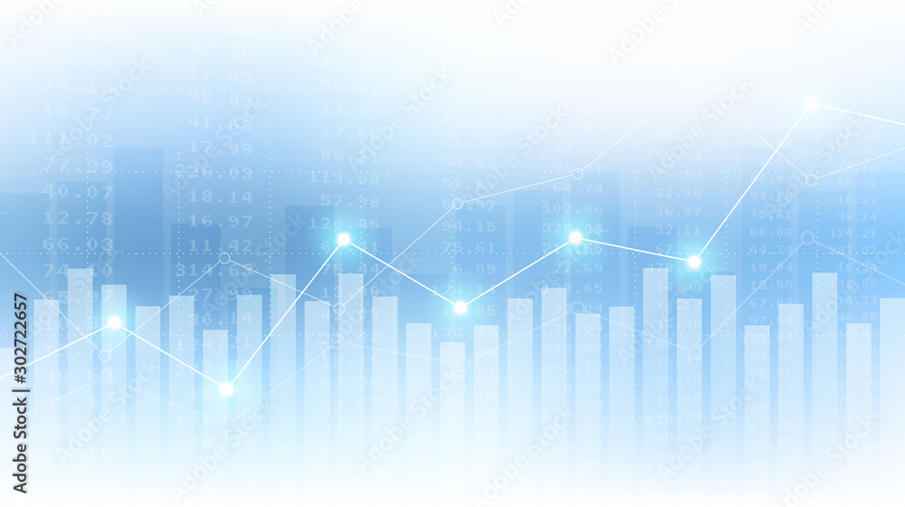 Abstract financial graph with uptrend line and bar chart of stock ...