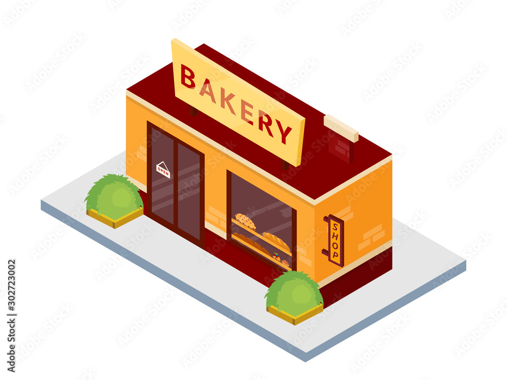 Bakery flat vector illustration. Pasrty shop isolated on white ...