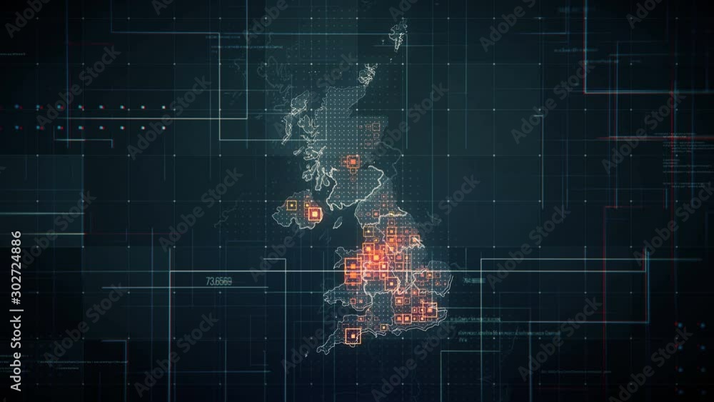 Vídeo do Stock: Black United Kingdom map with visual effects,square ...