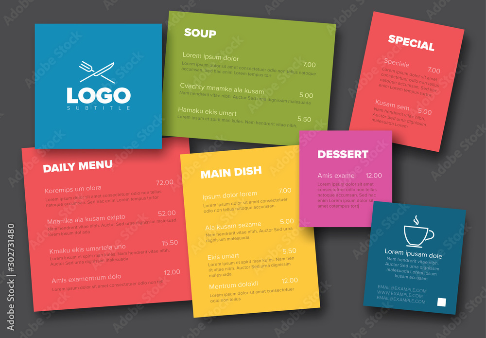 Colorful Restaurant Menu Layout Stock Template | Adobe Stock