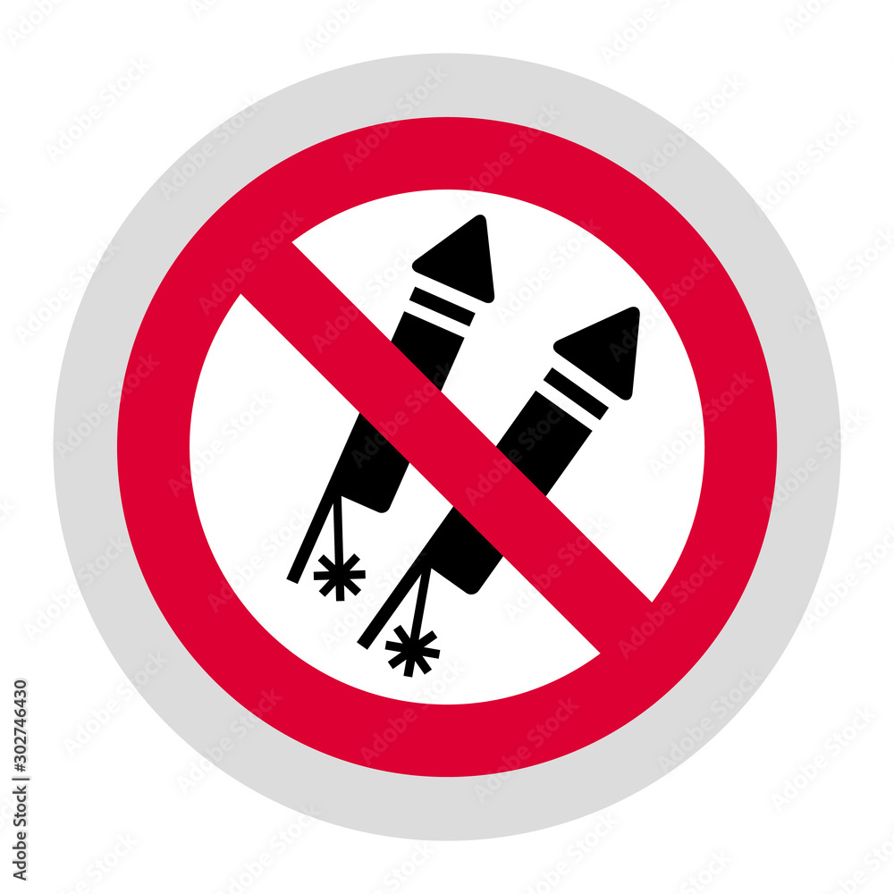 No fireworks forbidden sign, modern round sticker Stock Vector | Adobe ...
