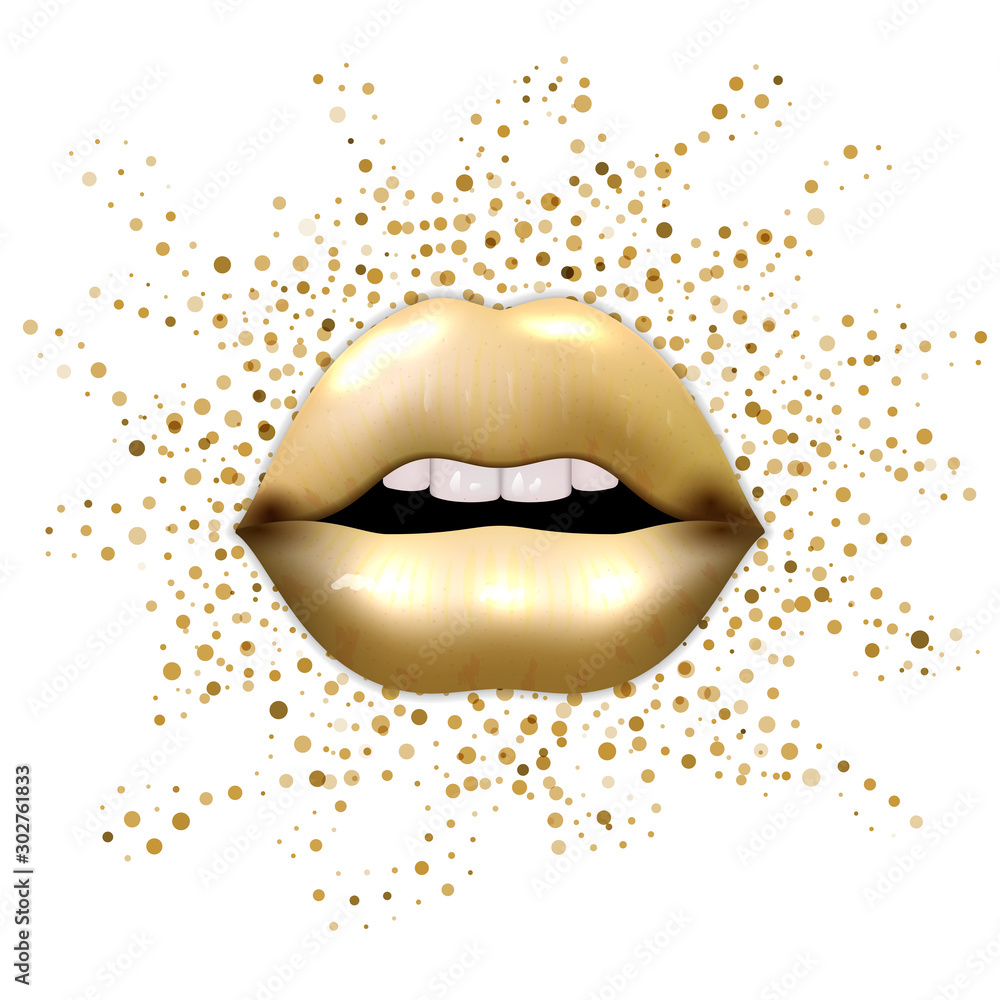 Women lips in 3d realistic fashion style, open mouth with teeth,high ...