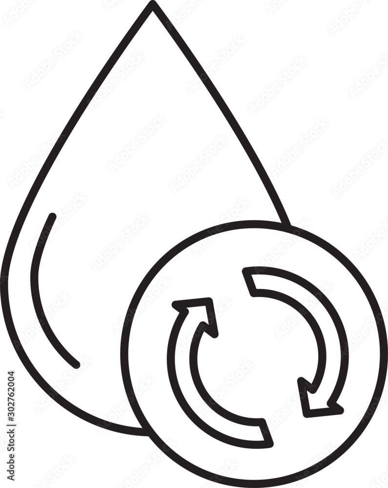 Water filtration, purification linear icon. Conservation of planet ...