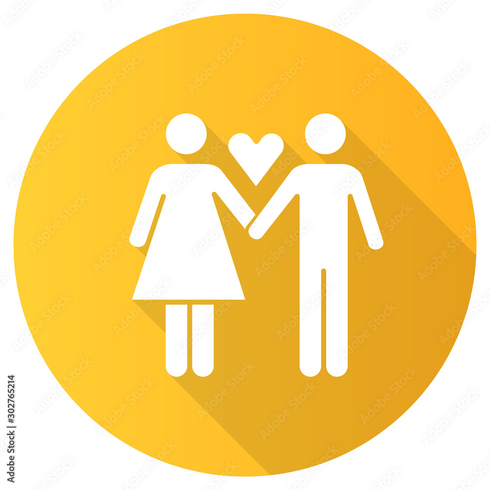 Only one partner yellow flat design long shadow glyph icon. Girlfriend ...