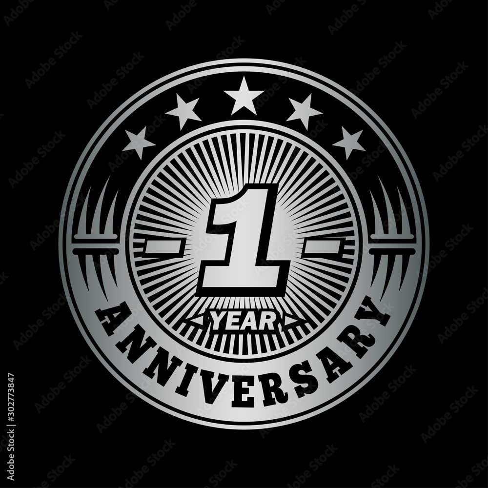 1 year anniversary celebration logo design. Vector and illustration ...