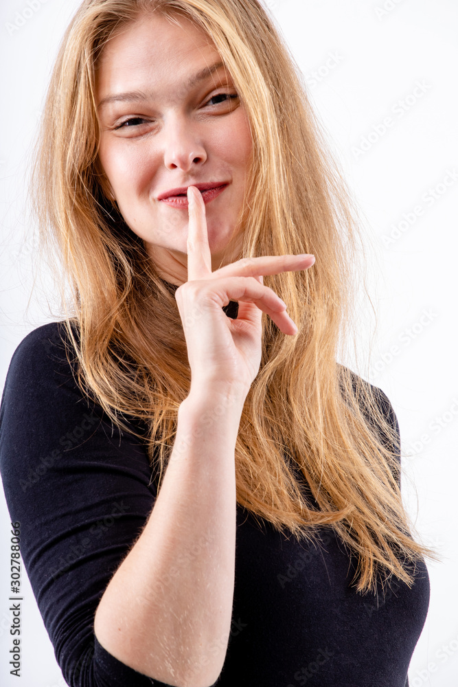 Blonde White Background Slight Smile