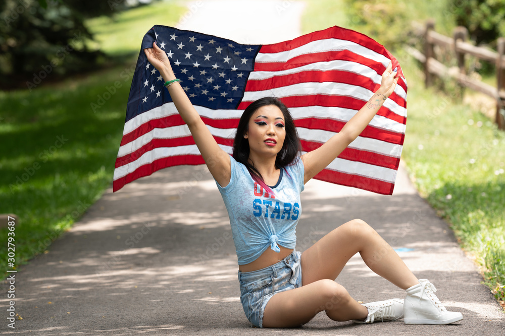American Flag Girl Wallpaper