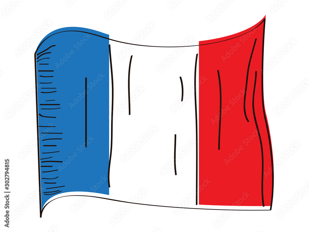 Flag of France. Hand drawing - Vector illustration Stock Vector | Adobe ...