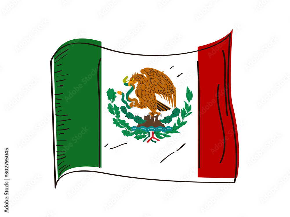 Flag of Mexico. Hand drawing - Vector illustration Stock Vector | Adobe ...