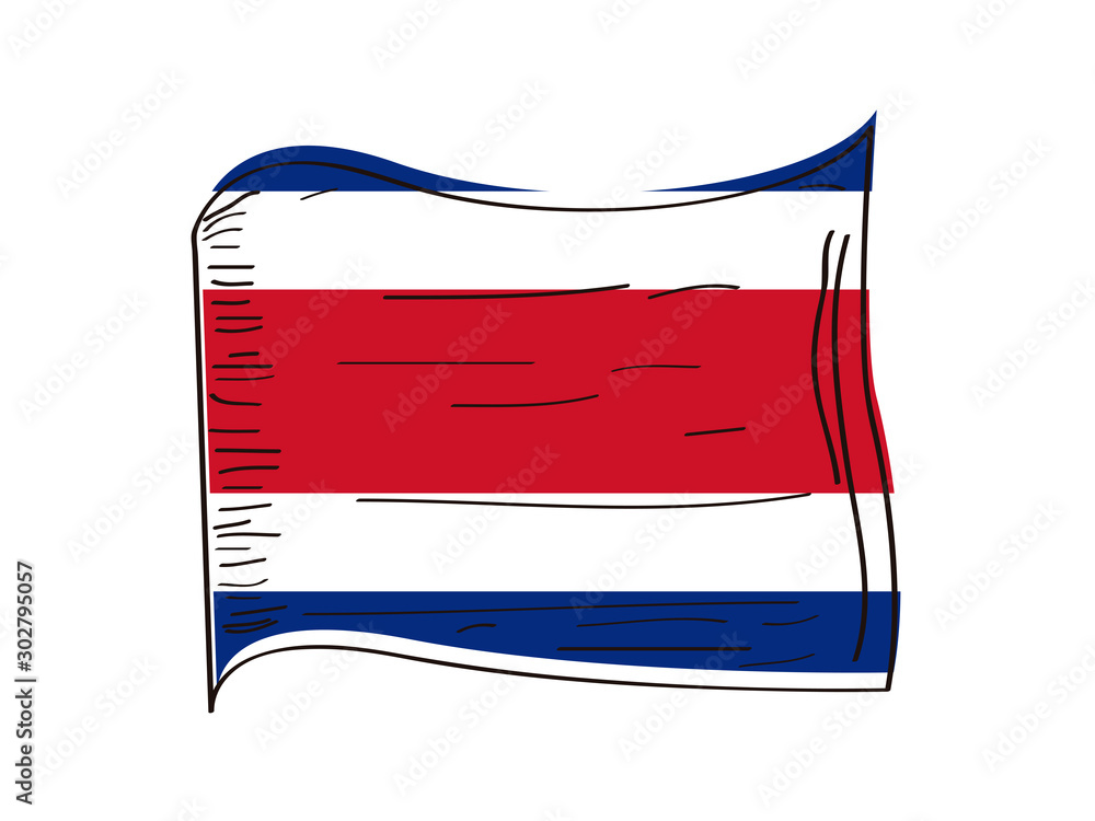 Flag of Costa Rica. Hand drawing - Vector illustration Stock Vector ...