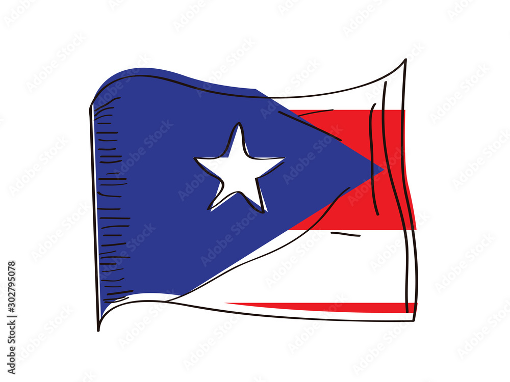 Flag of Puerto Rico. Hand drawing - Vector illustration Stock Vector ...