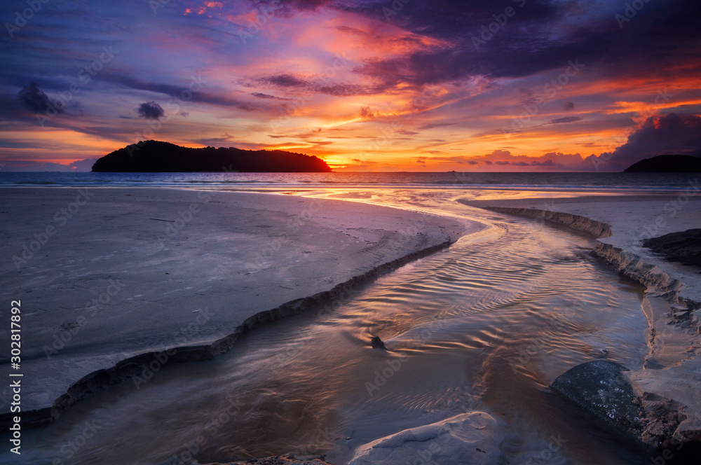 Amazing sunset moment at Pantai Cenang, Langkawi Island Kedah with ...