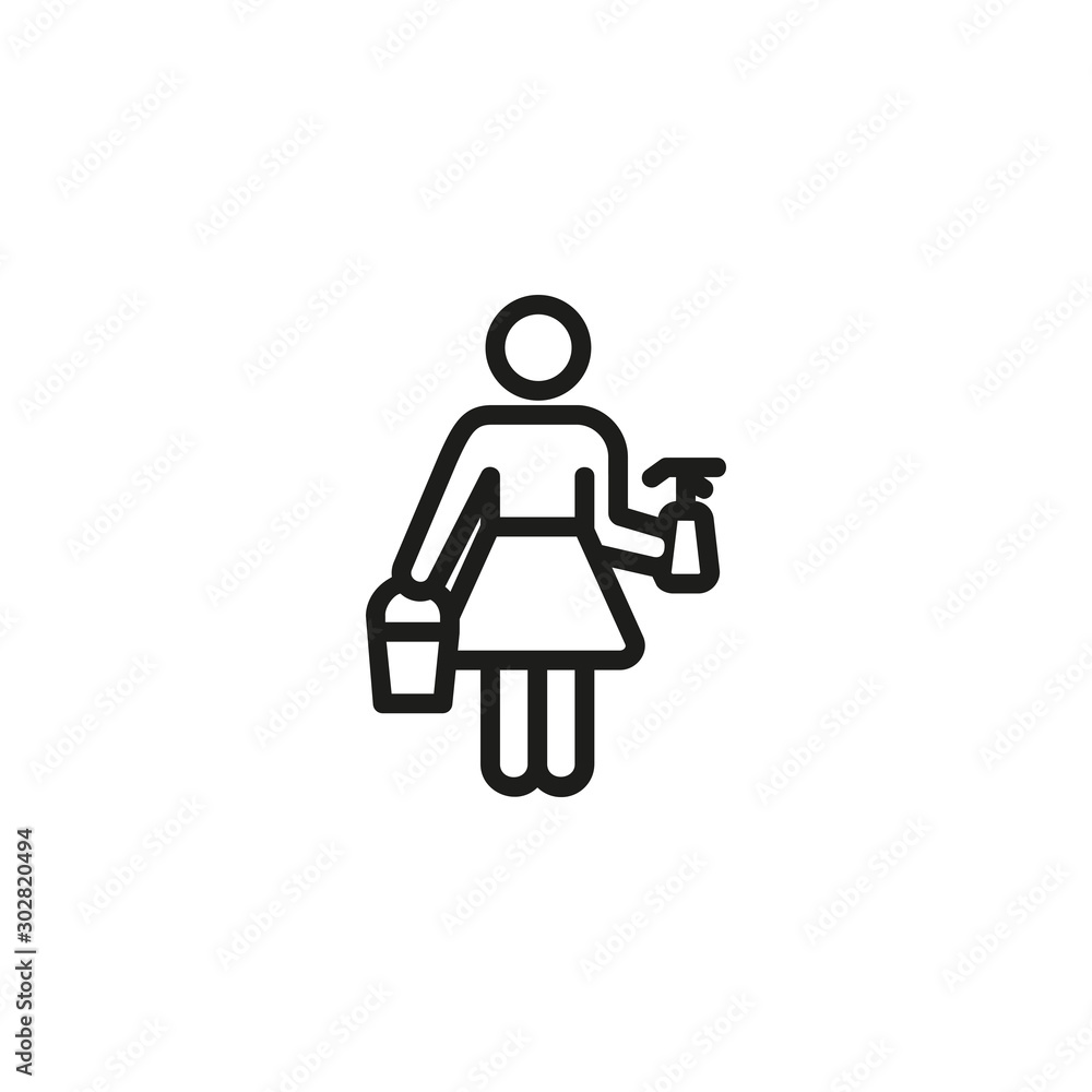Man Cleaning House Clipart Outline