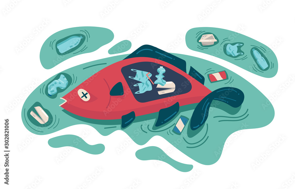 environmental concept, sea, ocean pollution with plastic waste, bottle ...