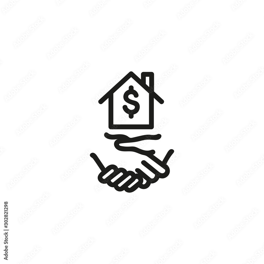 Real estate agreement thin line icon. Property sale, mortgage ...