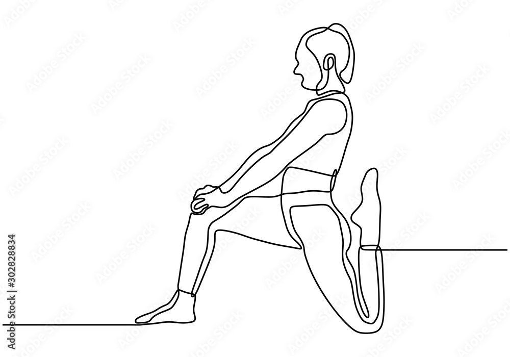 Woman doing aerobic exercise one continuous line drawing minimalism ...