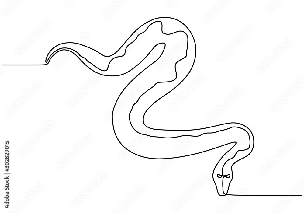 Snake one line drawing continuous hand drawn vector. animal wildlife ...