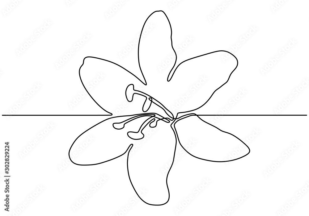 Flower one line drawing minimalism of orchid plant. vector hand drawn ...
