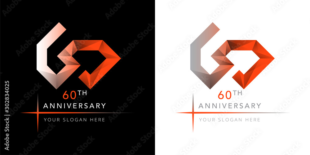 60 years anniversary logo design. The combination of six and zero ...