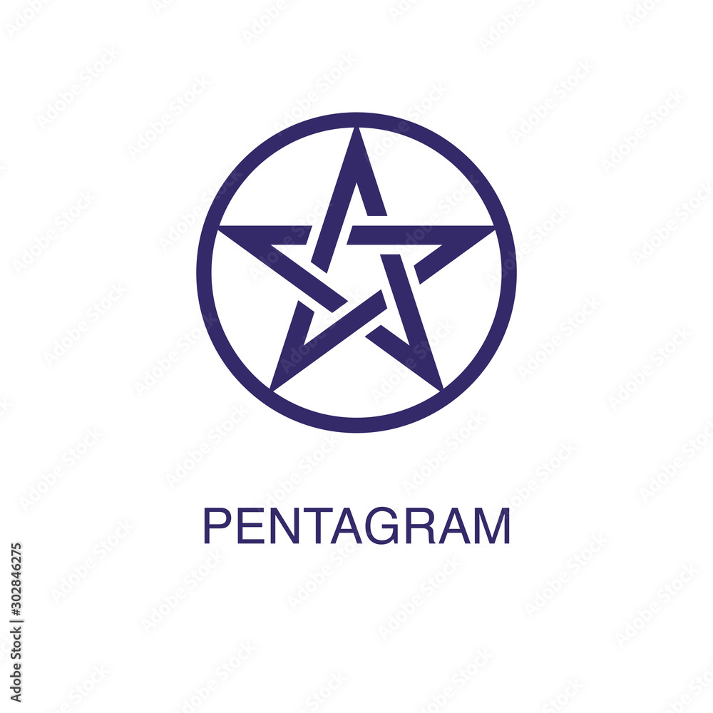 Pentagram element in flat simple style on white background. Pentagram ...