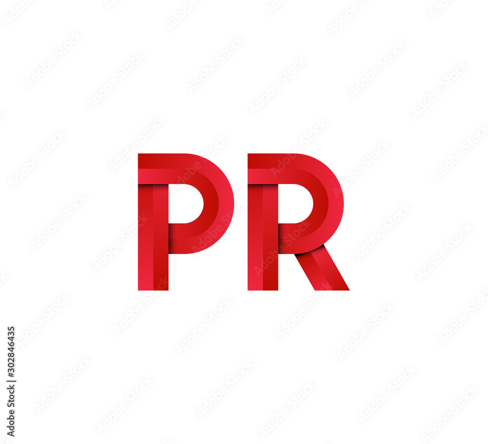 Initial two letter red 3D logo vector PR Stock Vector | Adobe Stock