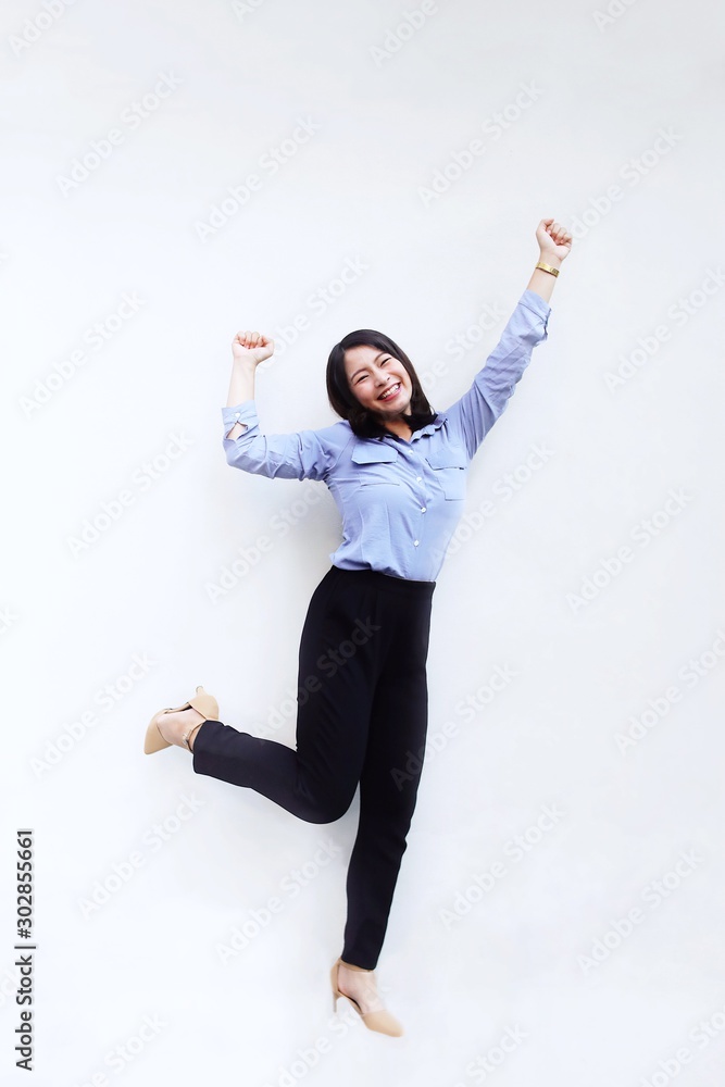Happy Business Woman Jumping