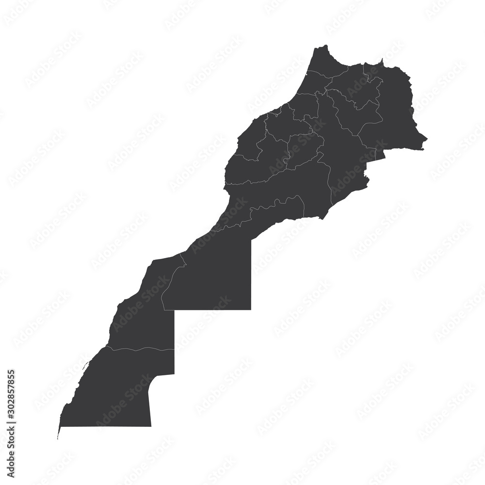 Morocco map on white background vector, Morocco Map Outline Shape Black ...
