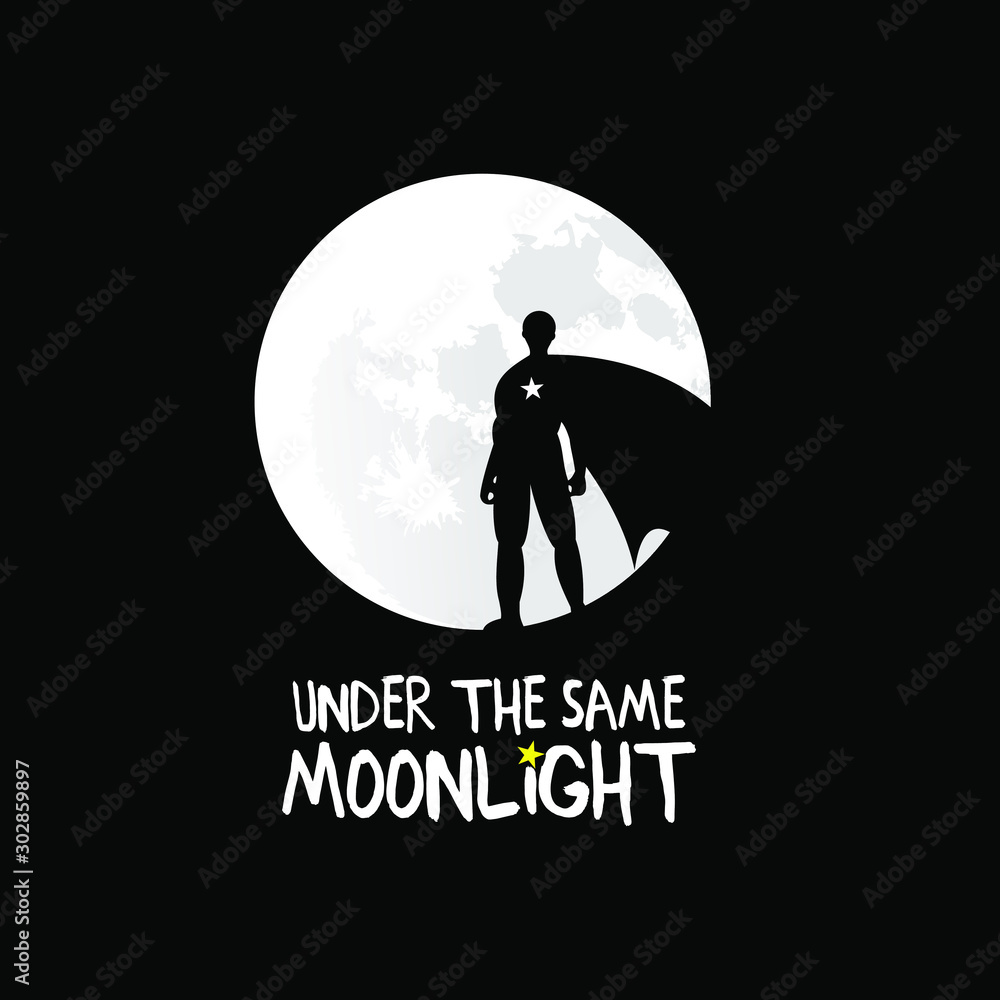 full moon logo simple modern vector with standing hero silhouette for ...